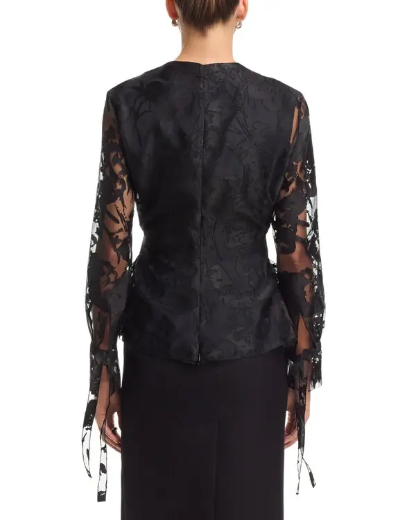 Alexander McQueen Floral Lace Long Sleeve Top