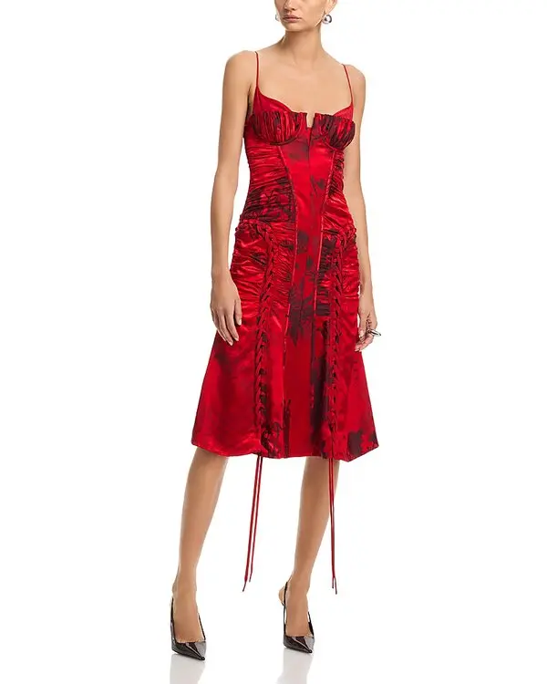 Alexander McQueen Fluid Viscose Floral Jacquard Dress - Dark Pink