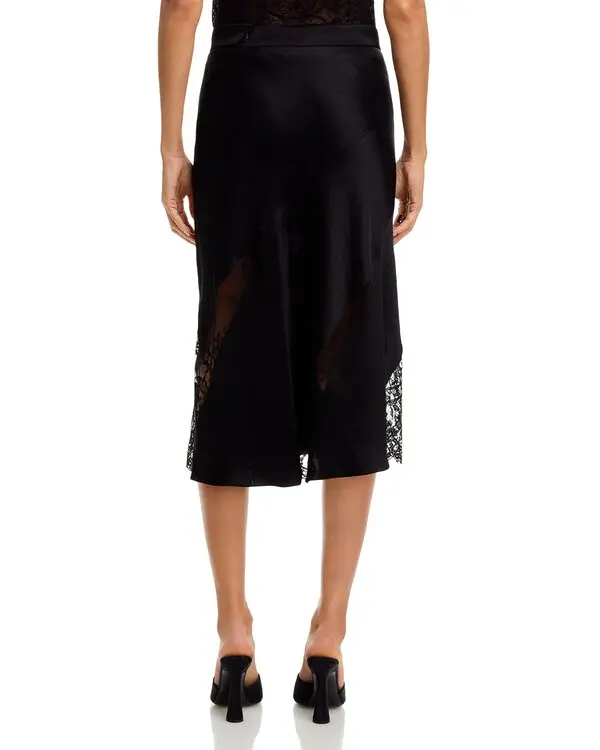 Alexander McQueen Fluid Midi Skirt With Lace Inset