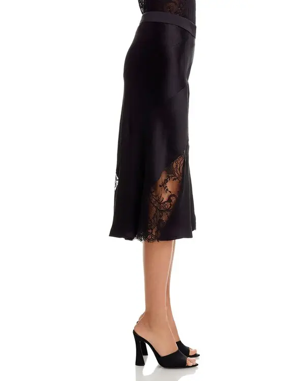 Alexander McQueen Fluid Midi Skirt With Lace Inset