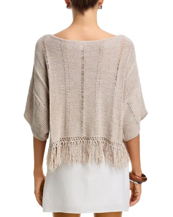 Velvet By Graham & Spencer Boat Neck Sweater With Fringe Detail