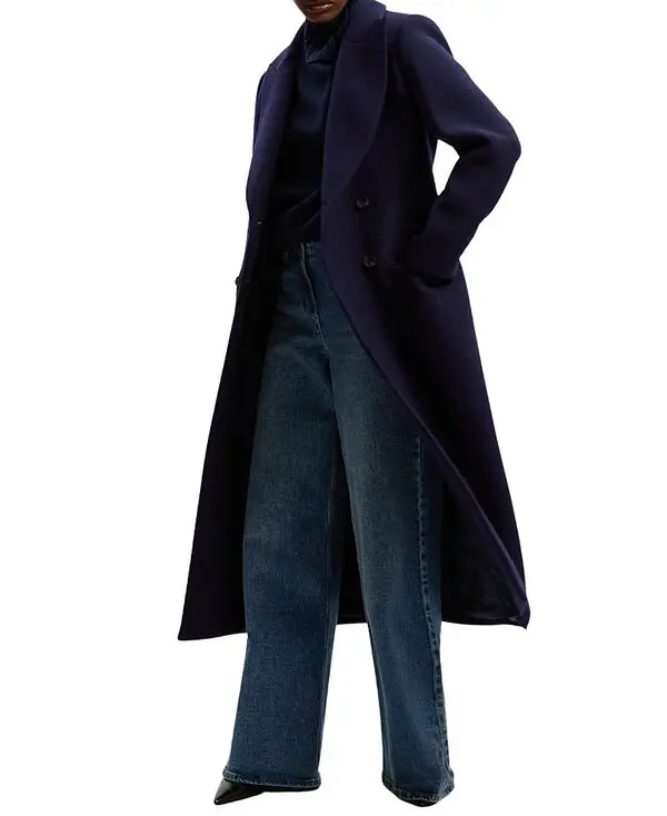 Karen Millen Double Breasted Tailored Midi Coat - Navy