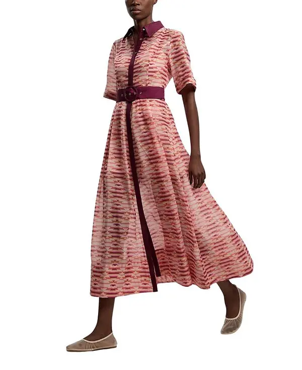 Karen Millen Short Sleeve Midi Shirt Dress - Multi