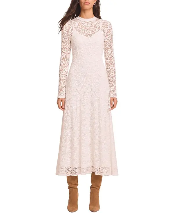 Mint Velvet Lace Full Asymmetric Midi Dress - Ivory