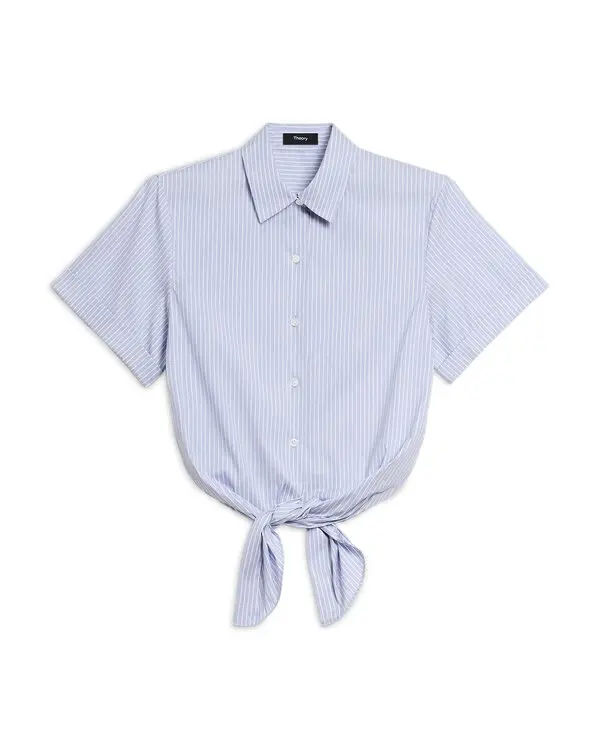 Theory Tie Front Short Sleeve Shirt