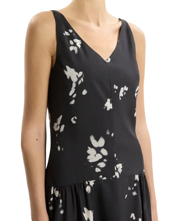 Theory Sleeveless V-neck Printed Midi Dress