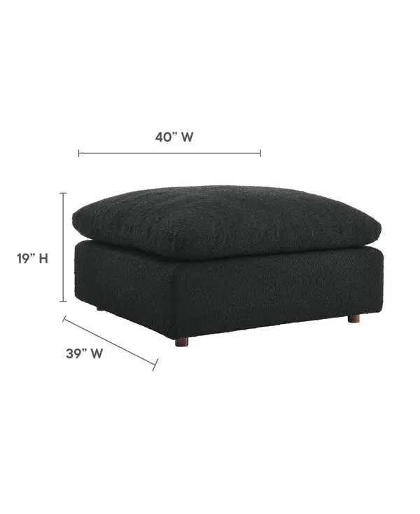 MODWAY Commix Down Filled Overstuffed Boucle Fabric Ottoman - Black