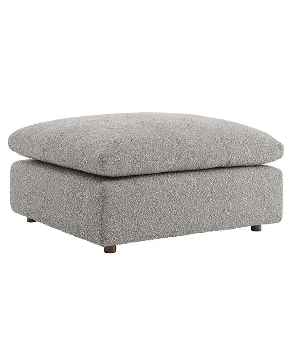 MODWAY Commix Down Filled Overstuffed Boucle Fabric Ottoman - Light Gray