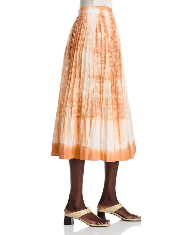 Kobi Halperin Tie-dye Pleated Silk Skirt