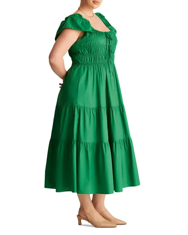 ESTELLE Alana Smocked Midi Dress - Emerald