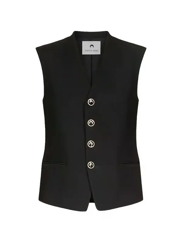 MARINE SERRE Tailored Sleeveless Jacket - Black