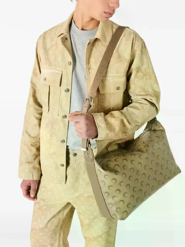 MARINE SERRE Faded Moon Leather Messenger Bag