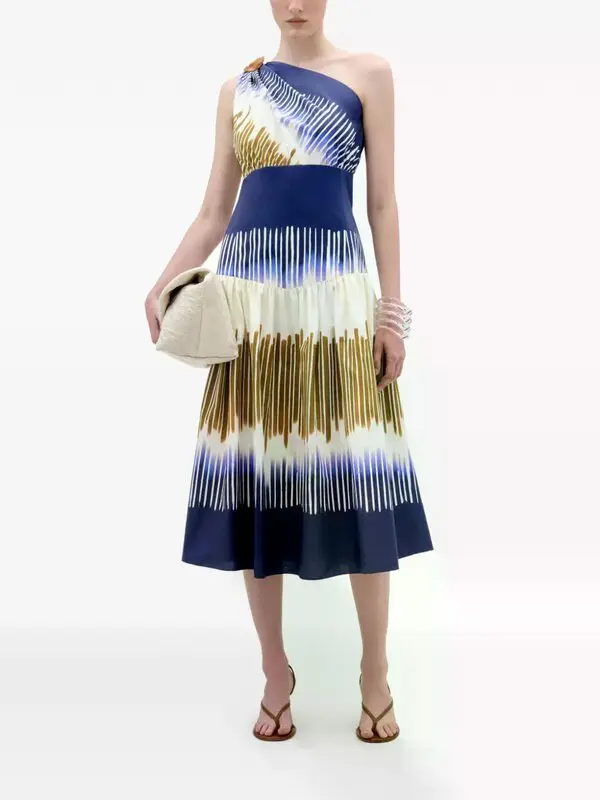 Silvia Tcherassi Catalina Abstract One-shoulder Midi Dress