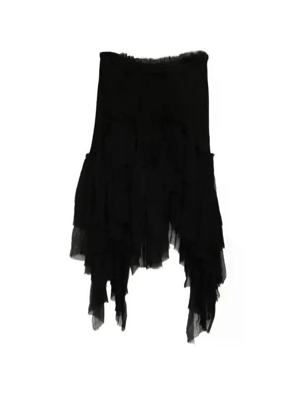 ANN DEMEULEMEESTER Layered Crinkled Sheer Skirt