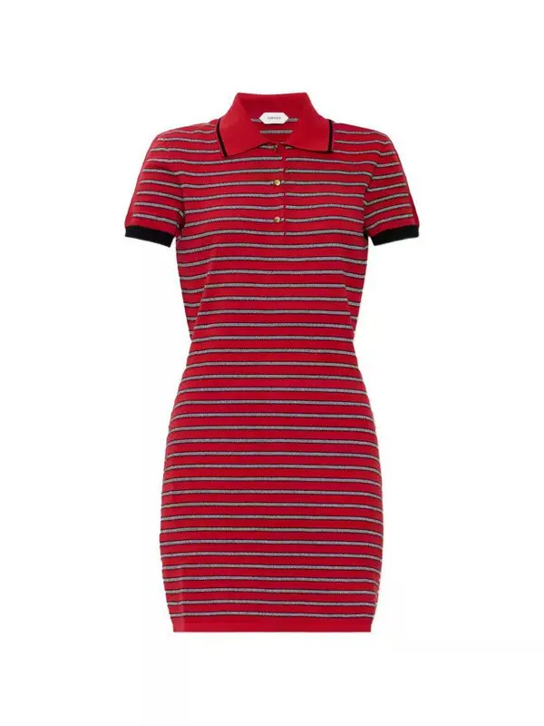 Versace Greca Pattern Striped Mini Dress - Red