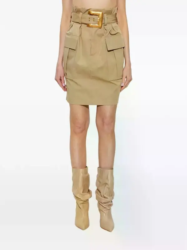 Balmain Belted Paperbag Waist Skirt