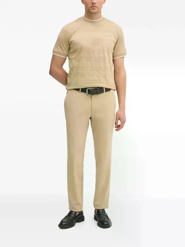 Karl Lagerfeld Textured-stripe Logo-lettering T-shirt - Neutrals