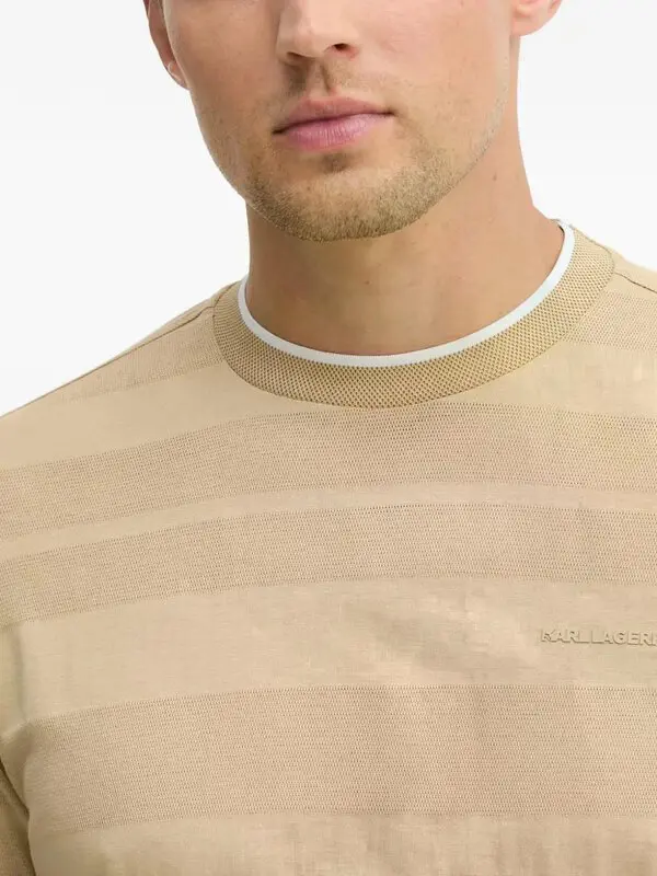 Karl Lagerfeld Textured-stripe Logo-lettering T-shirt
