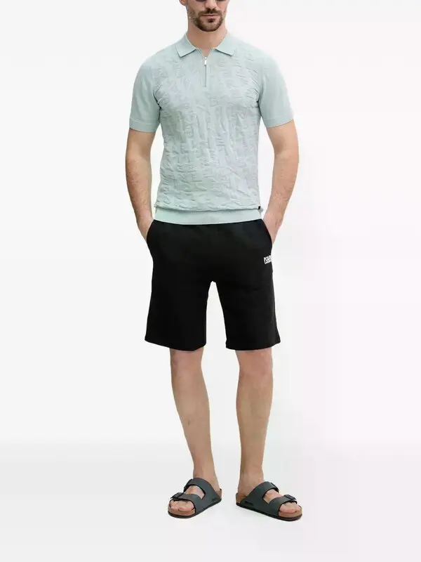 Karl Lagerfeld Monogram-jacquard Quarter-zip Polo Shirt