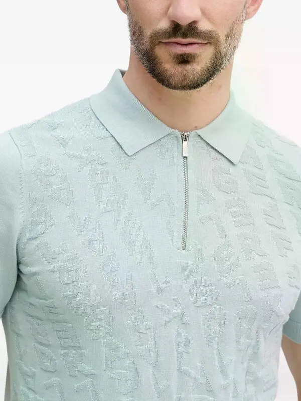 Karl Lagerfeld Monogram-jacquard Quarter-zip Polo Shirt