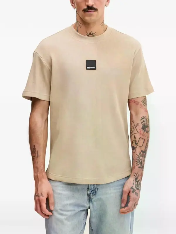 Karl Lagerfeld Waffle-knit Logo-patch T-shirt - Neutrals