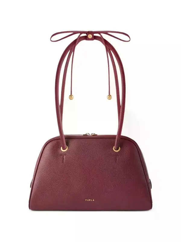 Furla Dome Pebbled Leather Tote Bag - Red