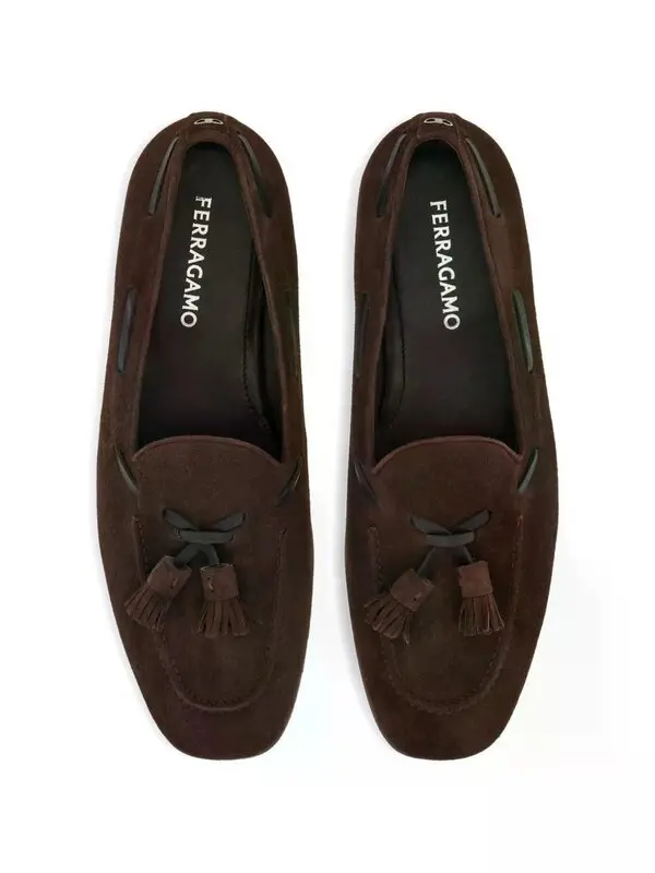 FERRAGAMO Kid Suede Tassel Loafers