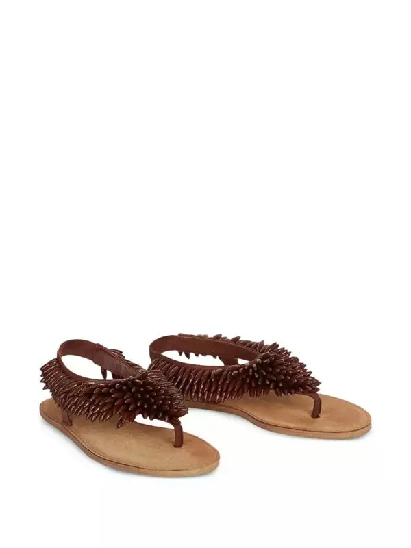 Balmain Embellished Suede Flat Sandals