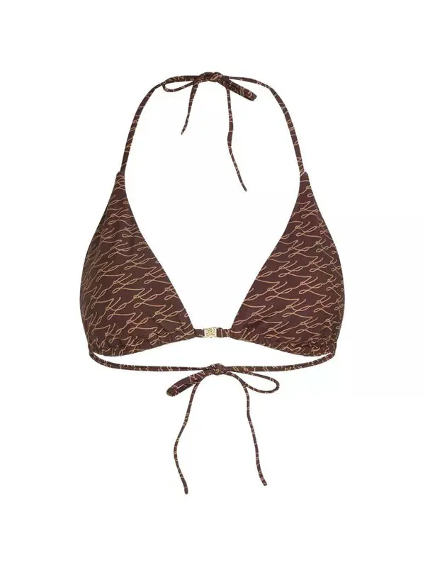 Karl Lagerfeld Monogram Triangle Bikini Top - Brown