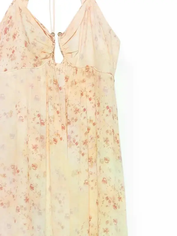 Ba&sh Beige Floral Print Halterneck Dress