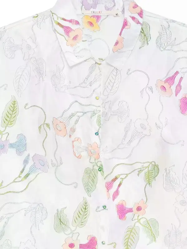 INJIRI Floral Print Button-up Shirt