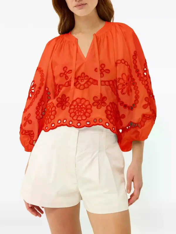 MARIE OLIVER Vara Broderie-anglaise Blouse - Orange