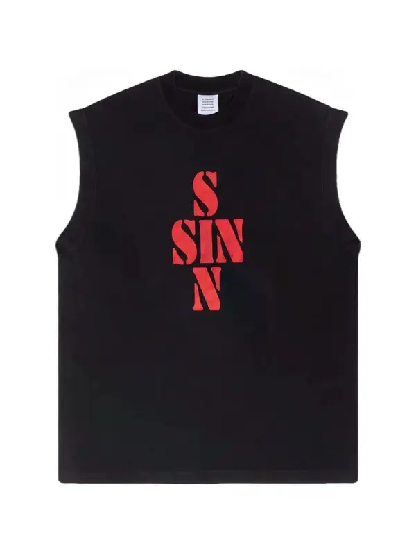 Vetements Sin Graphic Sleeveless Vest - Black