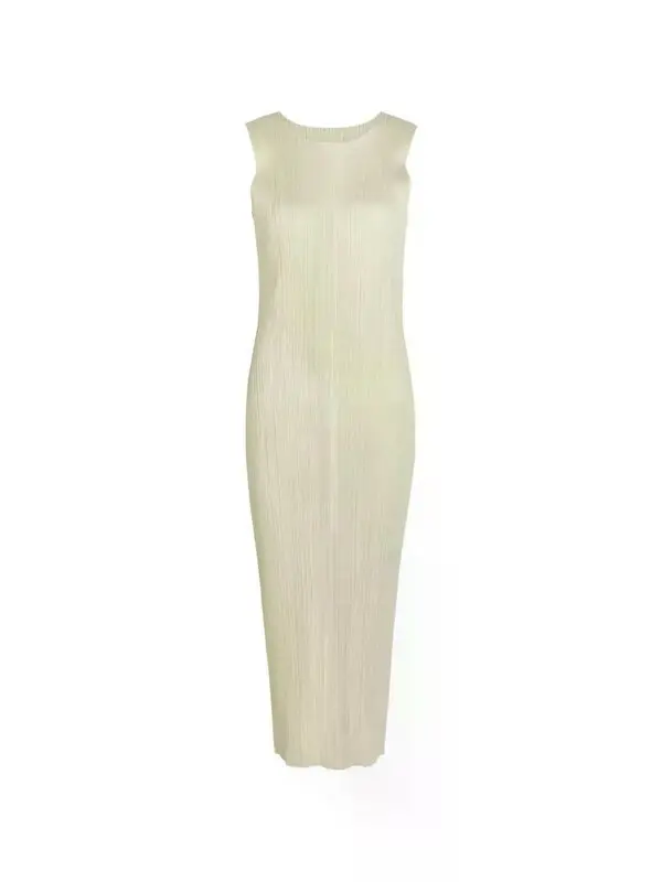 Issey Miyake Pleated Sleeveless Midi Dress - Neutrals