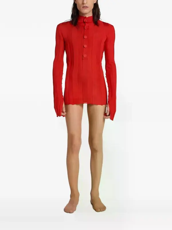 ROT Ribbed Silk Henley Sweater