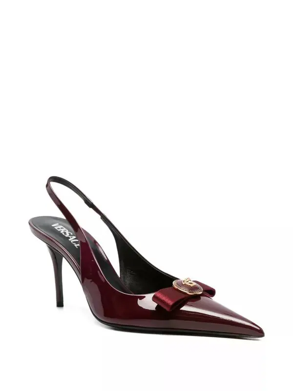 Versace Patent Leather Ribbon Slingback Pumps