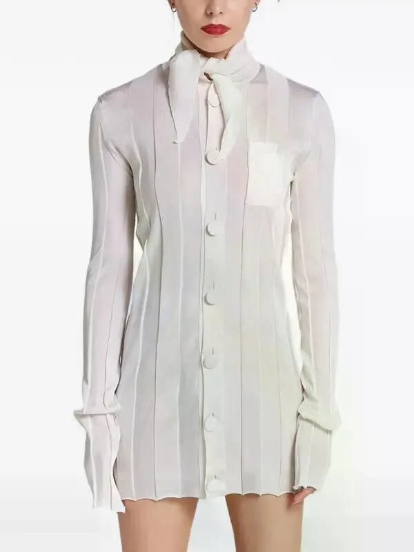 ROT Ribbed Tie-collar Shirt