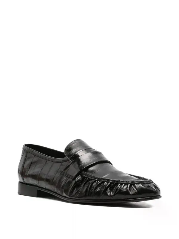 THE ROW Leather Ruffle Detail Loafers