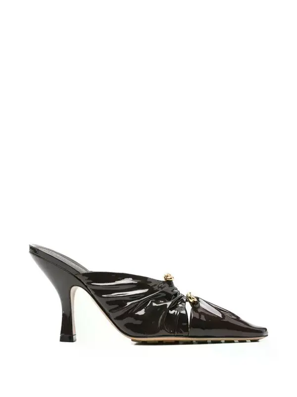 Bottega Veneta Ruched Leather Mules - Brown