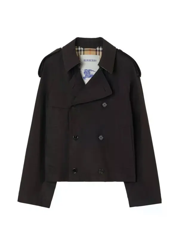 Burberry Cropped Tropical Gabardine Leadenham Trench Coat - Black