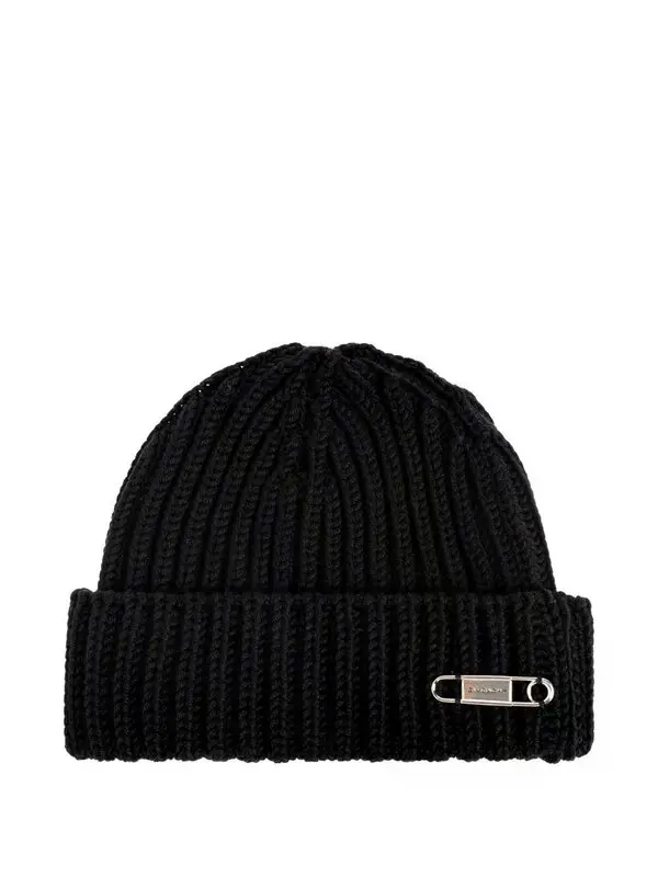 Givenchy Logo-plaque Ribbed Beanie Hat - Black