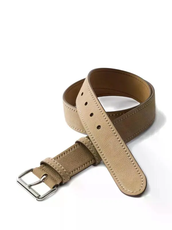 Prada Nubuck Leather Belt With Metal Buckle