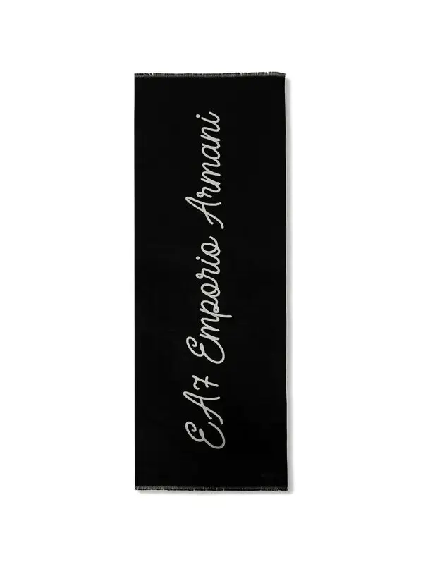 EA7 Logo-script Frayed-edge Scarf