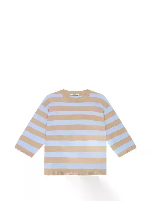 Malìparmi Striped Three-quarter Sleeve T-shirt - Neutrals