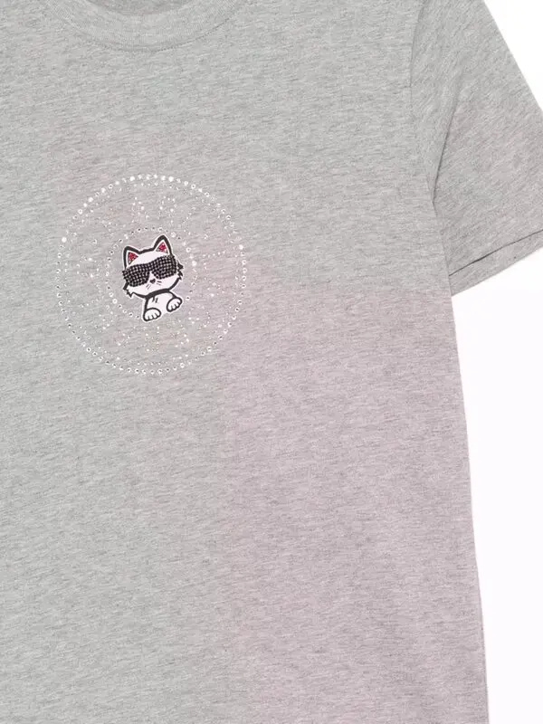 Karl Lagerfeld Ikon Rhinestone Embellished Cotton T-shirt - Grey