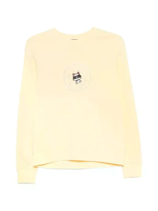 Karl Lagerfeld Rhinestone Embellished Cotton Sweatshirt - Yellow