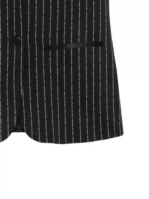 Karl Lagerfeld Logo Pinstripe Tailored Sleeveless Blazer