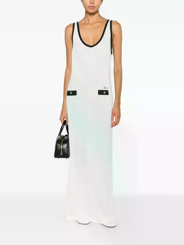Karl Lagerfeld Logo-embroidered Contrast-trim Maxi Dress