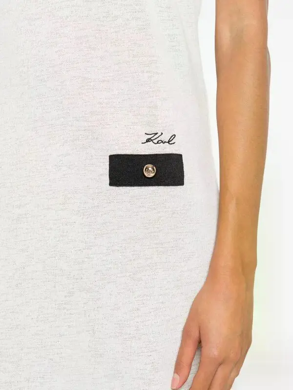 Karl Lagerfeld Logo-embroidered Contrast-trim Maxi Dress