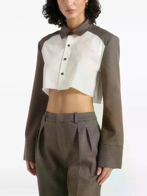 Manière De Voir Cropped Houndstooth Shirt